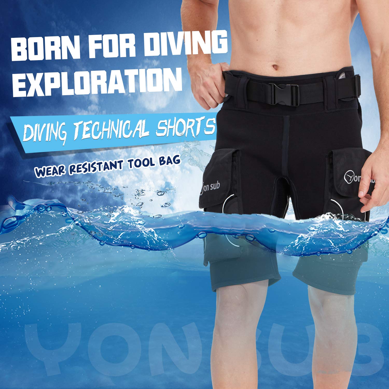 yonsub Diving Wetsuit Shorts Neoprene Men Submersible D Ring Short Pants Mens Rubber Printed Technical Surf Snorkeling Equipment