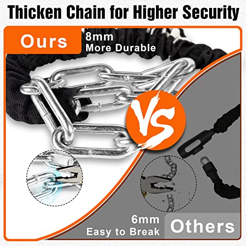 Titanker Bike Chain Lock, Security Anti-Theft Chain Lock for Motorcycle, Bicycle, Door, Gate, Fence, Grill (6mm, 8mm, 10mm Thick Chain) (Black-8mm Chain)