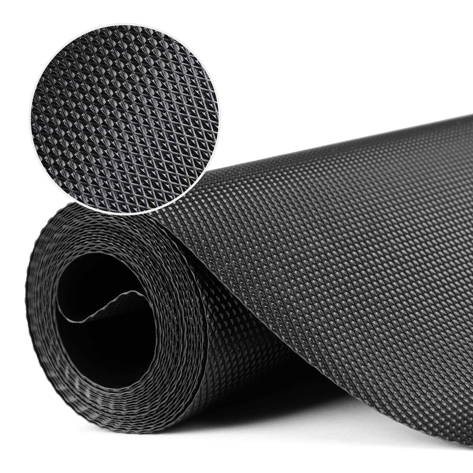 Shelf Liner Drawer Liners, Non Adhesive Kitchen Cabinet Liner Drawer Mat with Waterproof Protection Pad for Refrigerator, Cupboard, Cabinet Shelves, Pantry Cover, Black 11.8 x 393.7 inches