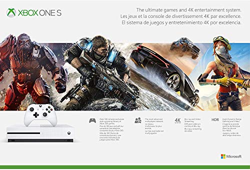 Xbox Microsoft One S Console w/ 1TB SSD, White, with One Wireless Controller, 4K Ultra Blu-ray and 4K Video Streaming, Family Christmas Holiday Bundle + CUE Accessories