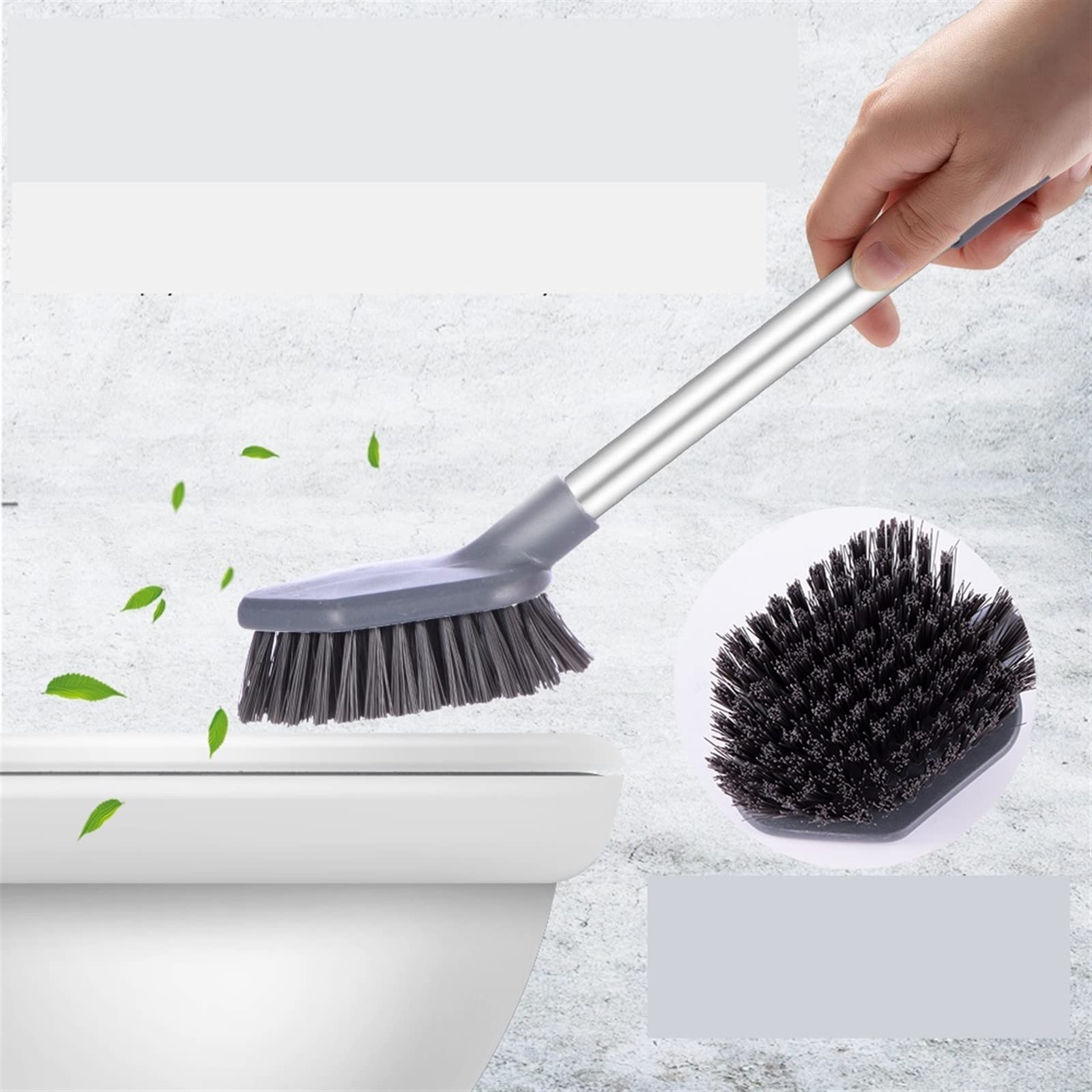 TEMKIN Toilet Bowl Cleaner Brush TPR Silicone Head Toilet Brush with Stand Wall Mount or Floor Mount Removable Handle Bathroom Cleaning Durable WC Accessories