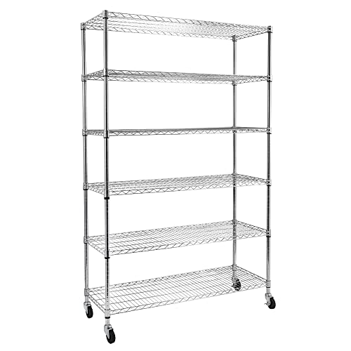 Rolling Kitchen & Garage Shelving 6-Tier Metal Organizer