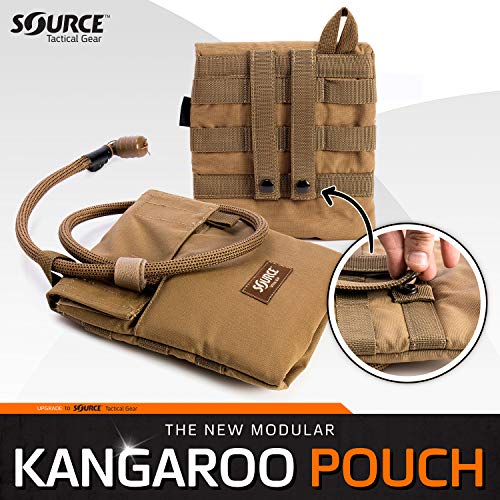 Source Tactical Kangaroo 1L Collapsible Widepac Hydration Bladder with Pouch - Leakproof Widepac Closure - Zero Taste and Virtually Self-Cleaning - 34oz