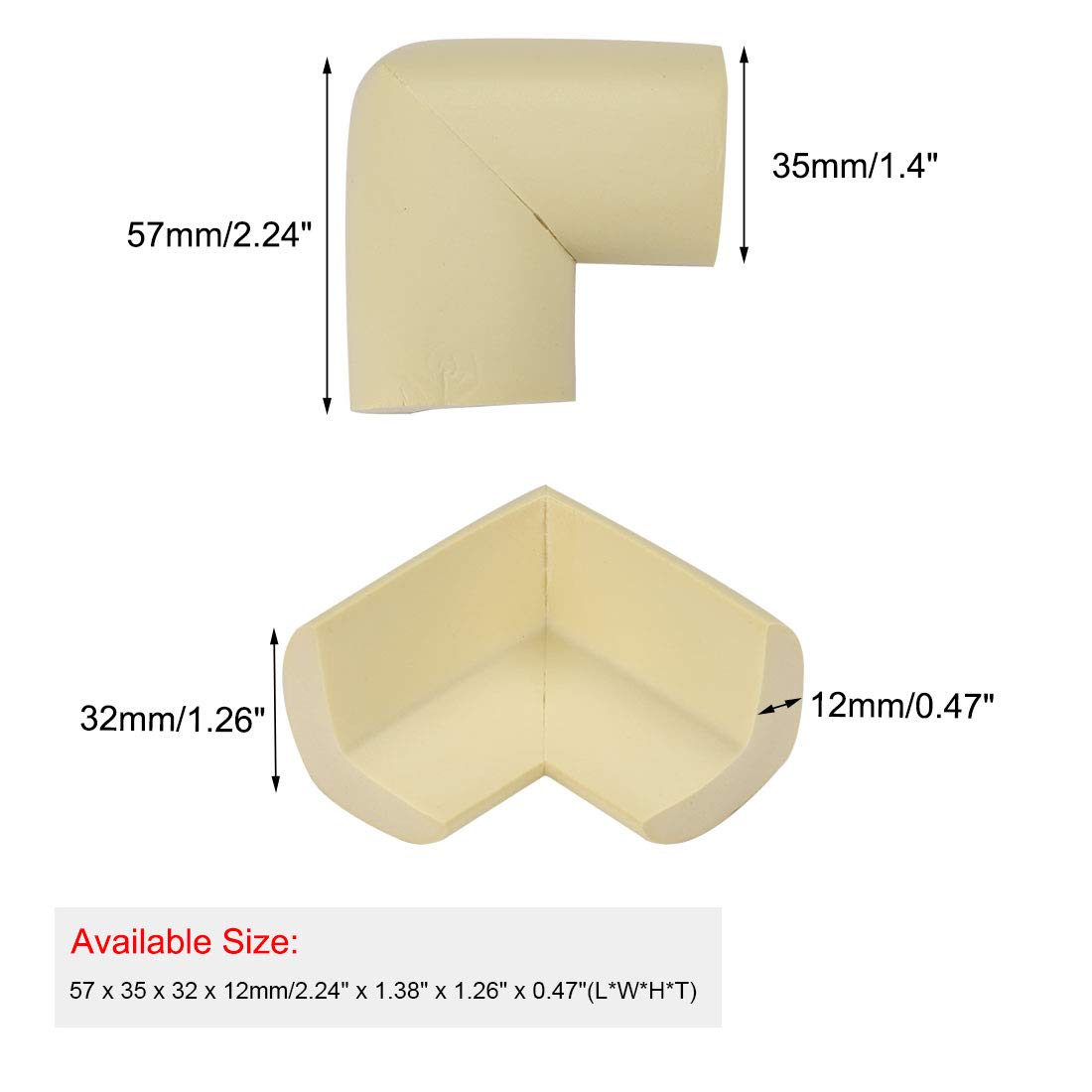 uxcell Foam Furniture Desks Table Edge Cover Pads Protectors Corner Cushions Bumpers Guards Beige