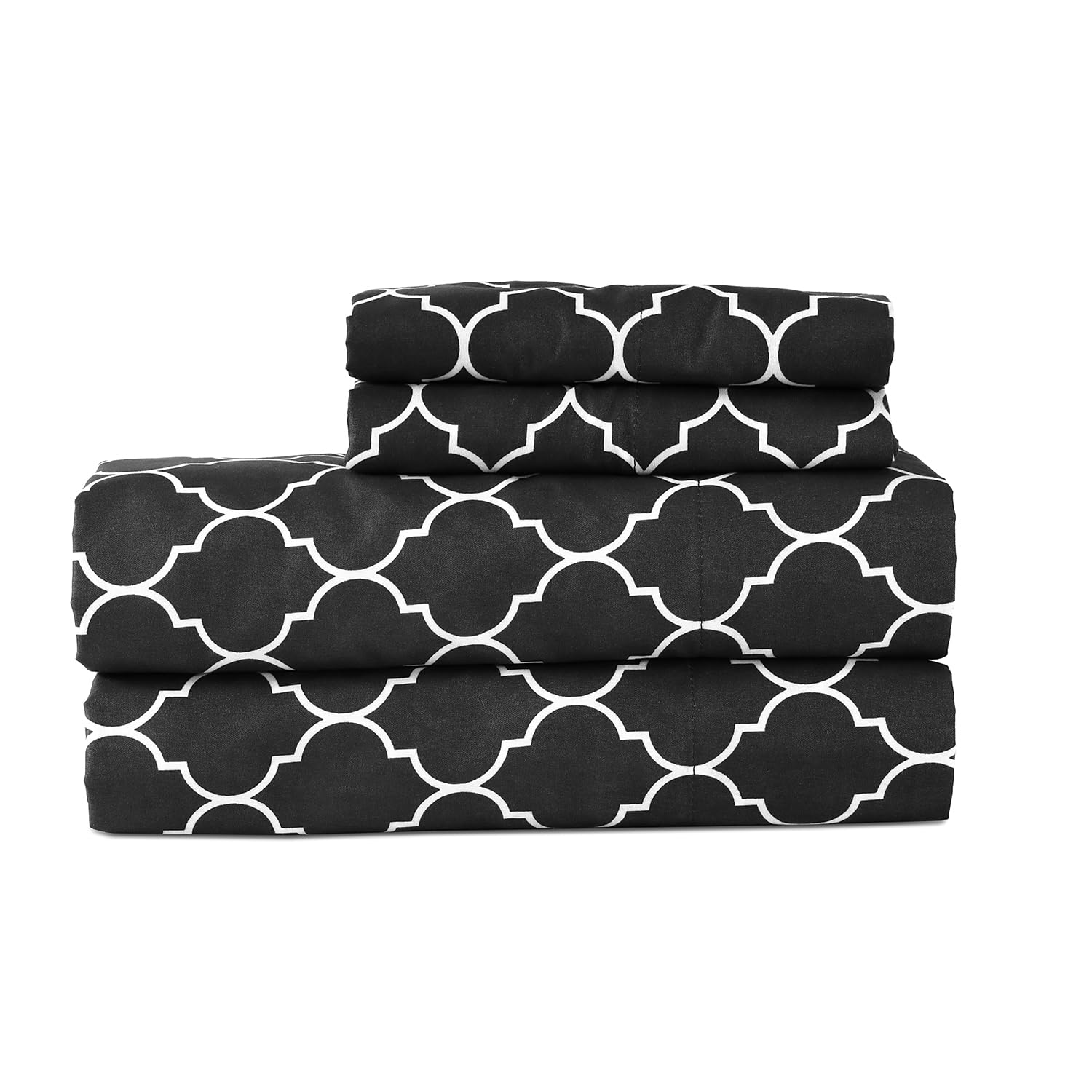 VISI-ONE BLC Queen Quatrefoil Sheet Set, Super Soft Brushed Microfiber 1800 Thread Count Bedding, Extra Soft Cooling Bed Sheet, Deep Pocket up to 15-inch Mattress, Wrinkle, Fade, Shrink Resistant