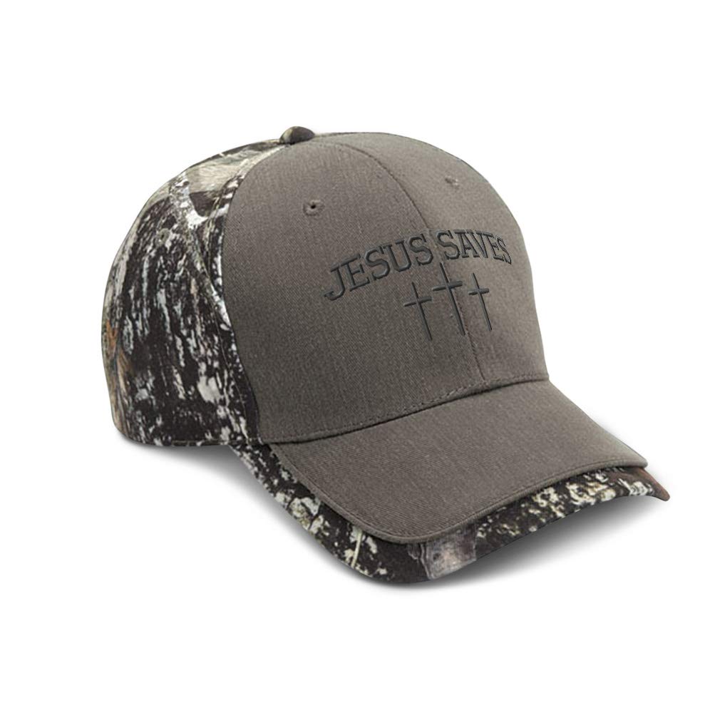 Speedy Pros Camo Baseball Cap Jesus Saves Gray Embroidery Cotton Hats for Men & Women Strap Closure