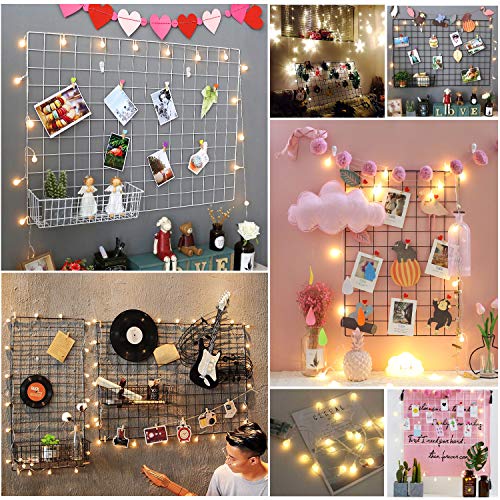 Yugust Globe String Lights, 17ft Battery Operated Remote Control Warm White LED Fairy Wall Lights with 8 Lighting Modes for Wedding Party Home Garden Decoration