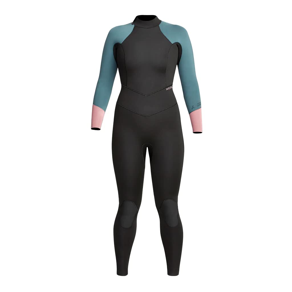 XCEL Womens Axis Back Zip 4/3mm Fullsuit - Black/Tinfoilfoil/Mesa Rose | 2