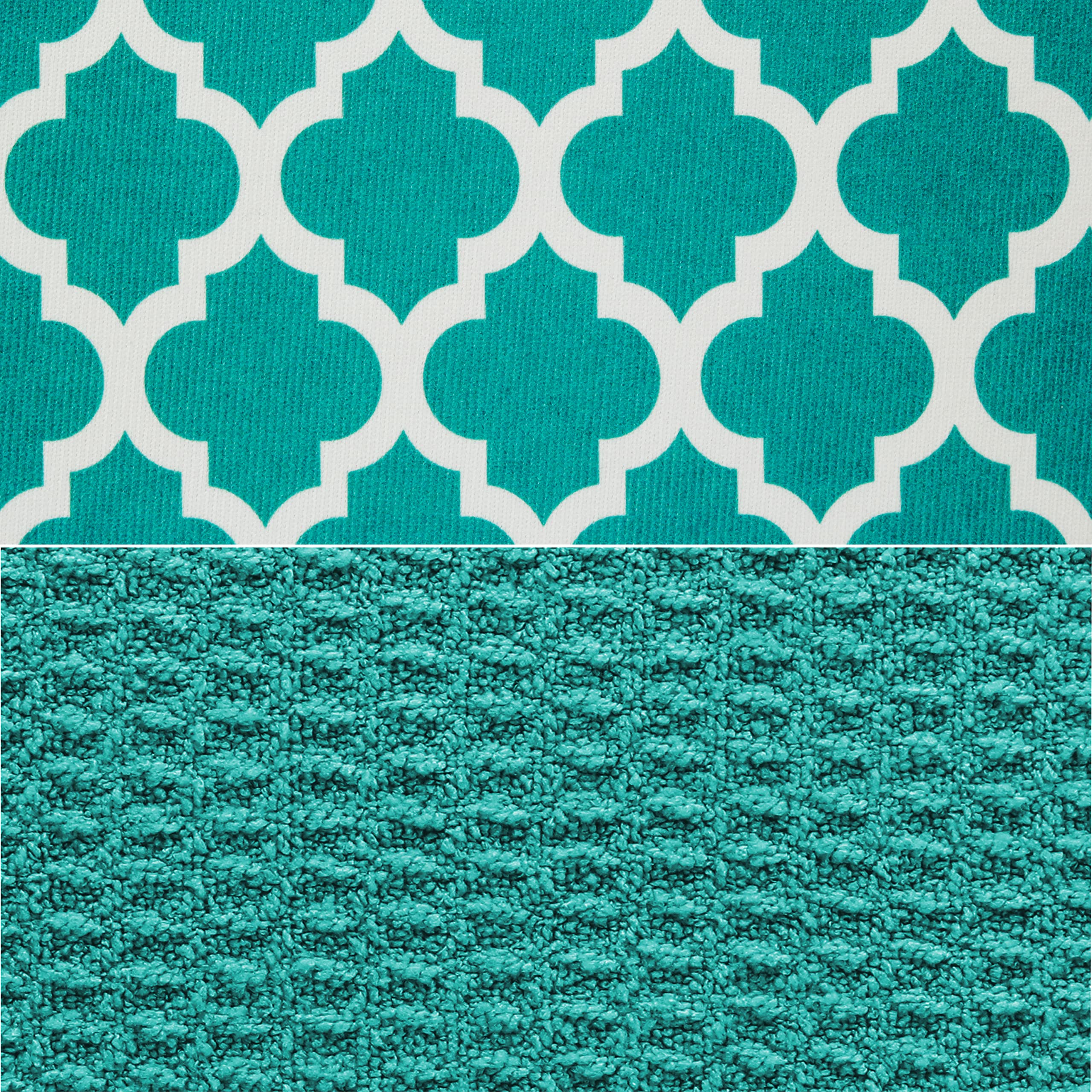S&T INC. Dish Drying Mat for Kitchen, Absorbent, Reversible Microfiber Dish Mat, 16 Inch x 18 Inch, Teal Trellis