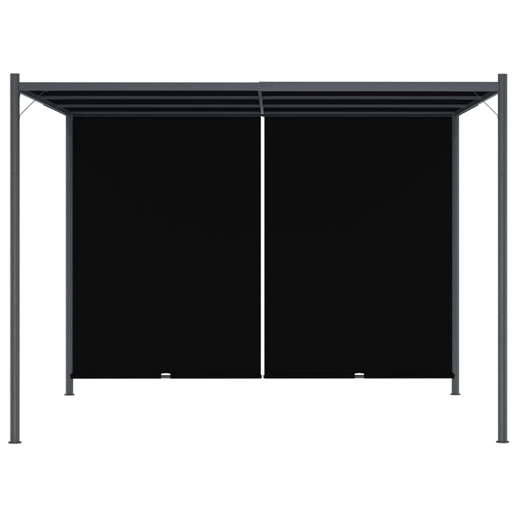 vidaXL Pergola, Outdoor Pergola with Adjustable Roof, Lean to Pergola with Retractable Sliding Canopy for Deck Porch Garden Yard, Anthracite