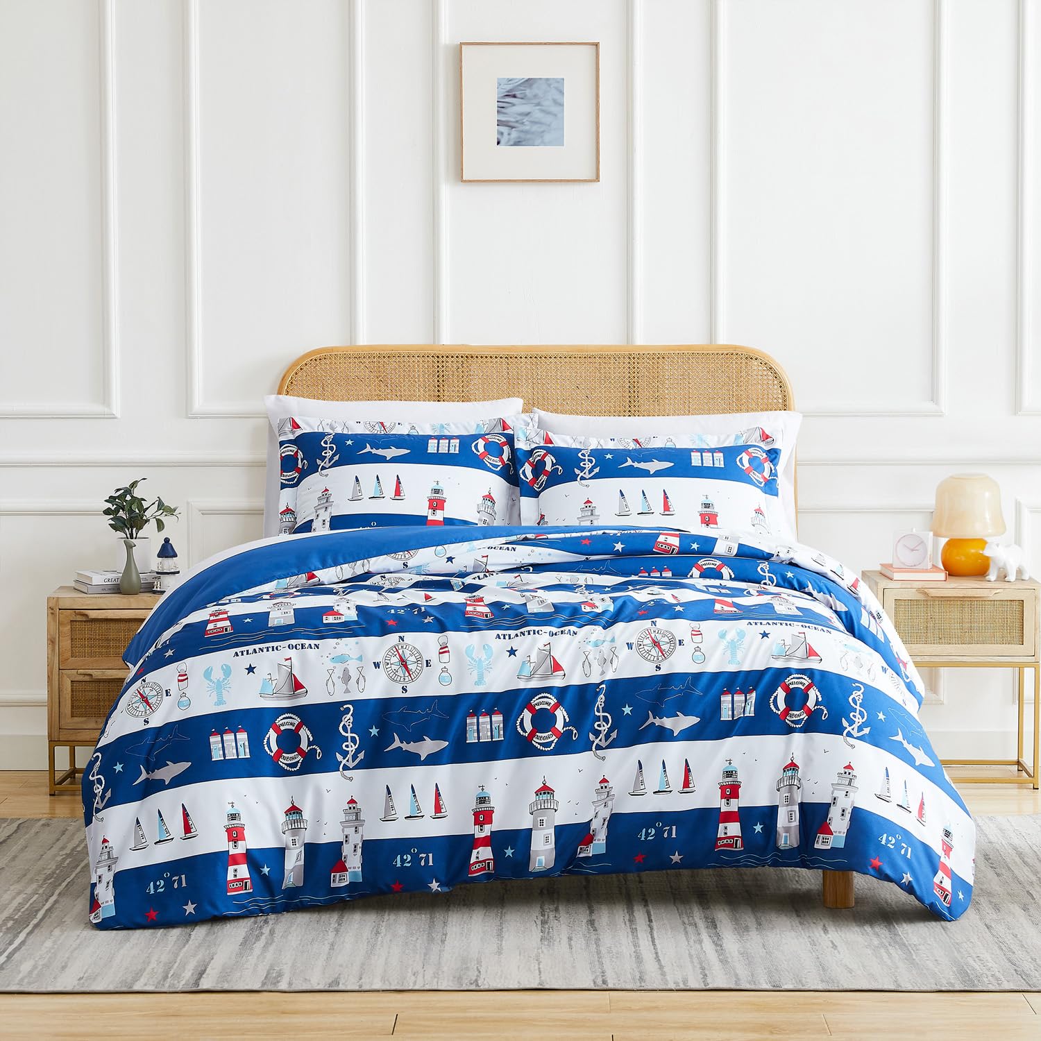 Southshore Fine Living, Inc. Paisley Grace Collection - Premium Quality, All-Season Down Alternative Easy Case, Over-Sized 3-Piece Comforter Set, Full/Queen, Blue
