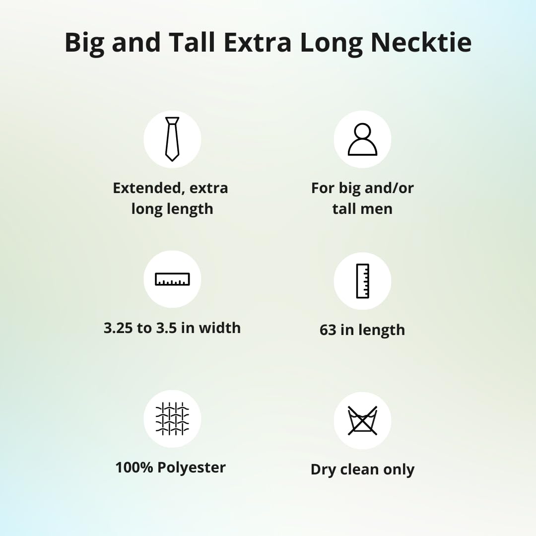 tiemart Big and Tall Extra Long Necktie 63" Length (Black)