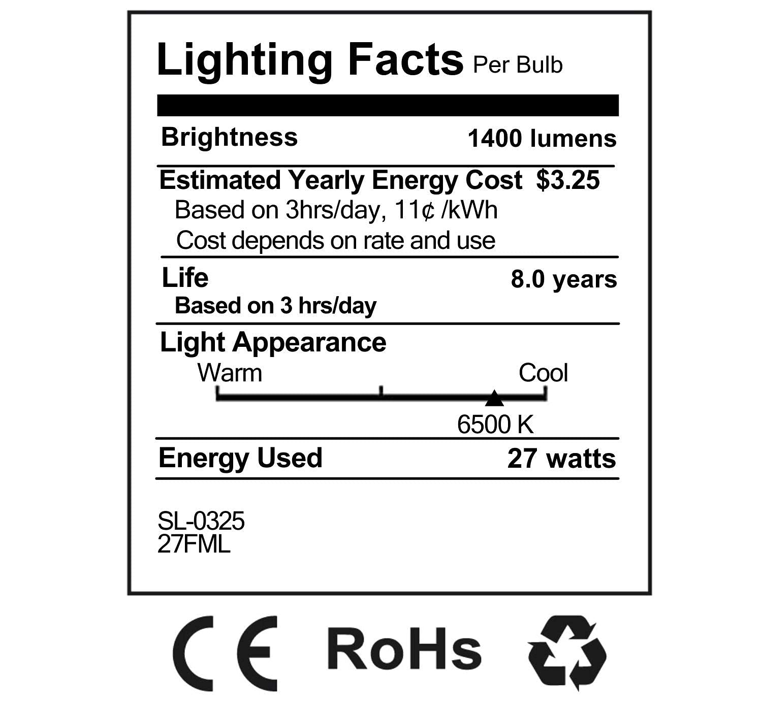Sterl Lighting – GX10Q-4 Base FML Lamp 27 Watt Replacement Bulb for Desk or Small Floor 4 Prong Reading Quad Tube Compact Fluorescent Lamp CFML27 110/220 Volts 5.7In 1400Lm 6500K Day Light – 2 Pack