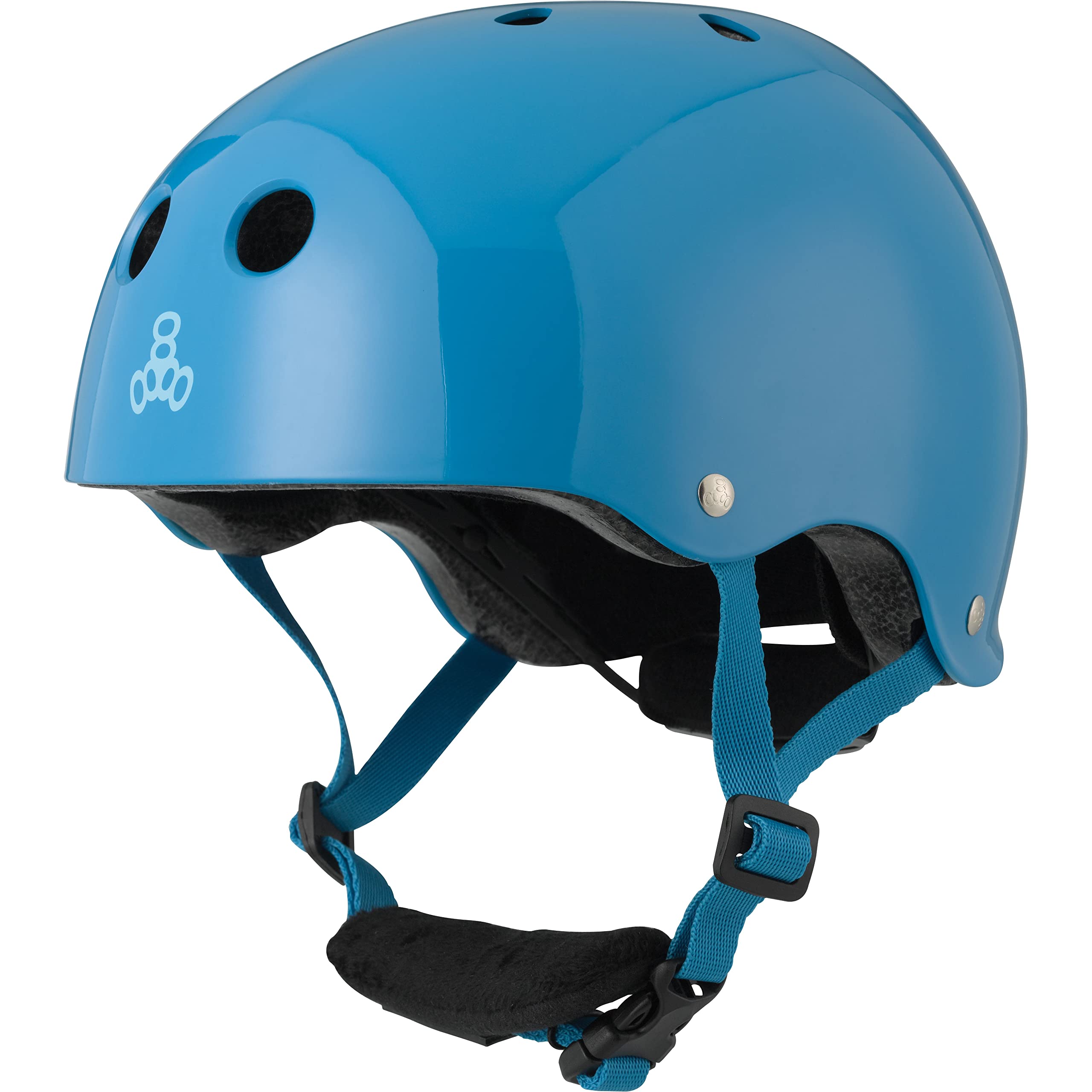 Triple Eight Lil 8 Dual Certified Sweatsaver Kids Skateboard and Bike Helmet with Padded Chin Buckle, Blue Glossy, (3928)
