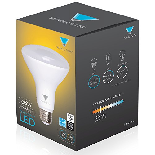 Triangle Bulbs (Pack Of 4) 8-Watt (65-Watt) BR30 LED Flood Light Bulb, Dimmable, UL Listed, Energy star certified,