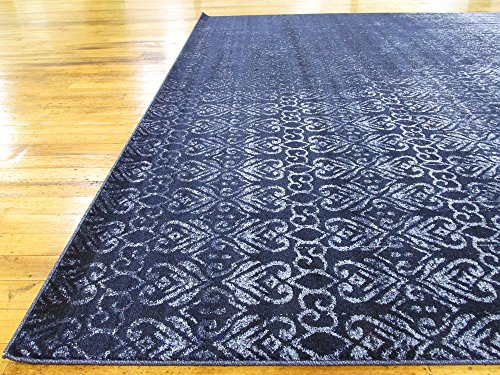 Unique Loom Del Mar Collection Area Rug - Jennifer (10' 6" x 16' 5" Rectangle, Blue/ Navy Blue)