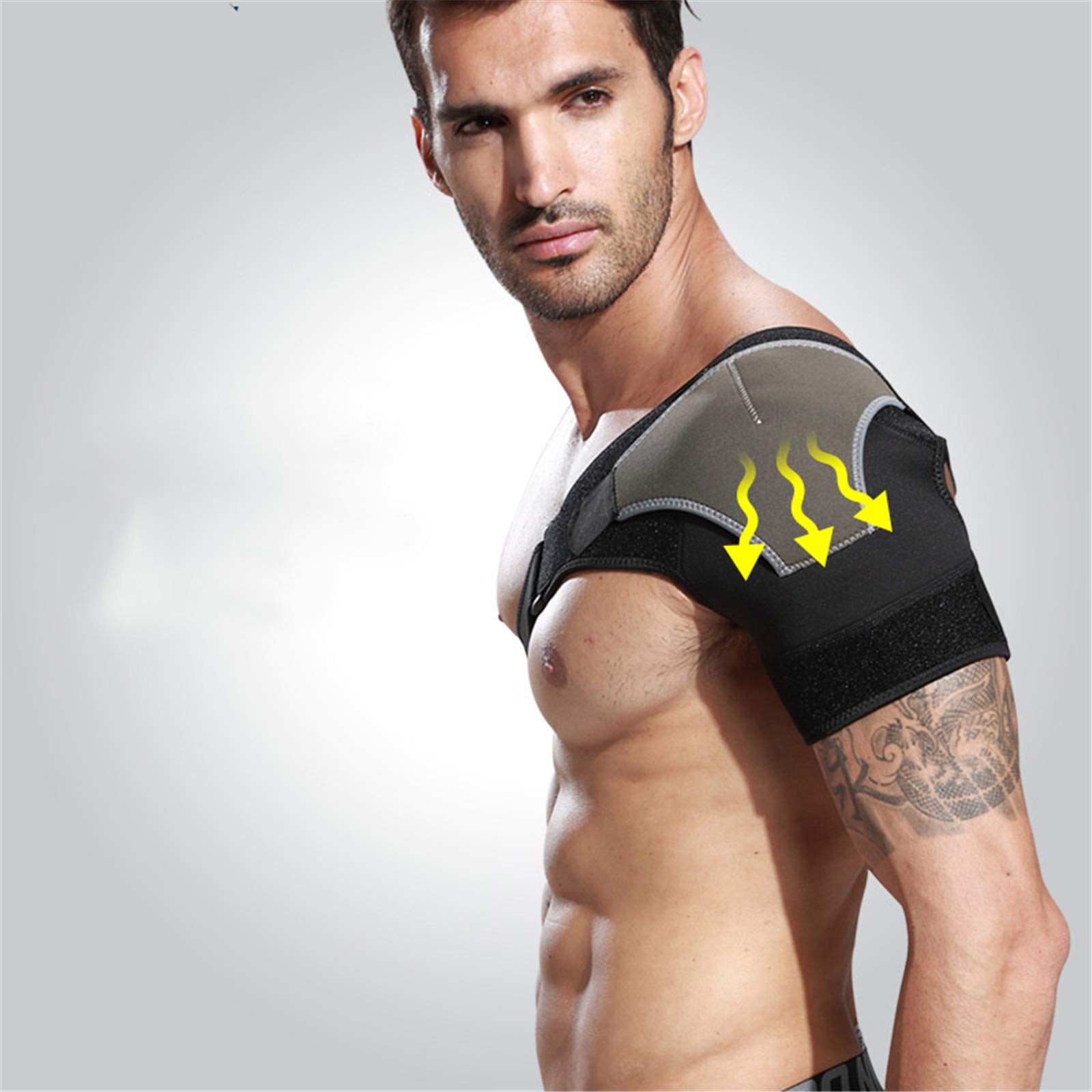 YUIJ Shoulder Brace Adjustable Compression Pad Rotator Cuff Support for Injury Prevention, Dislocated AC Joint, Frozen Pain, Sprain, Soreness