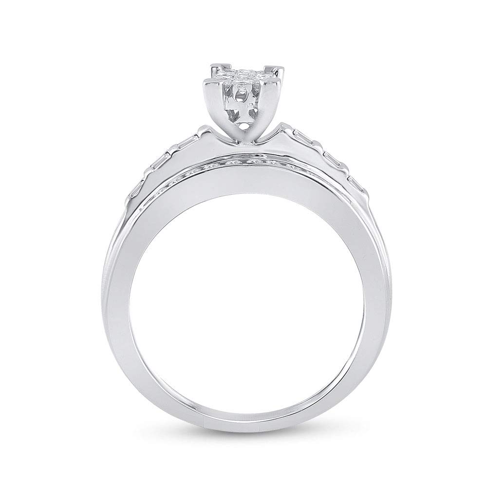 The Diamond Deal Sterling Silver Womens Princess Diamond Cluster Bridal Wedding Engagement Ring 1/2 Cttw