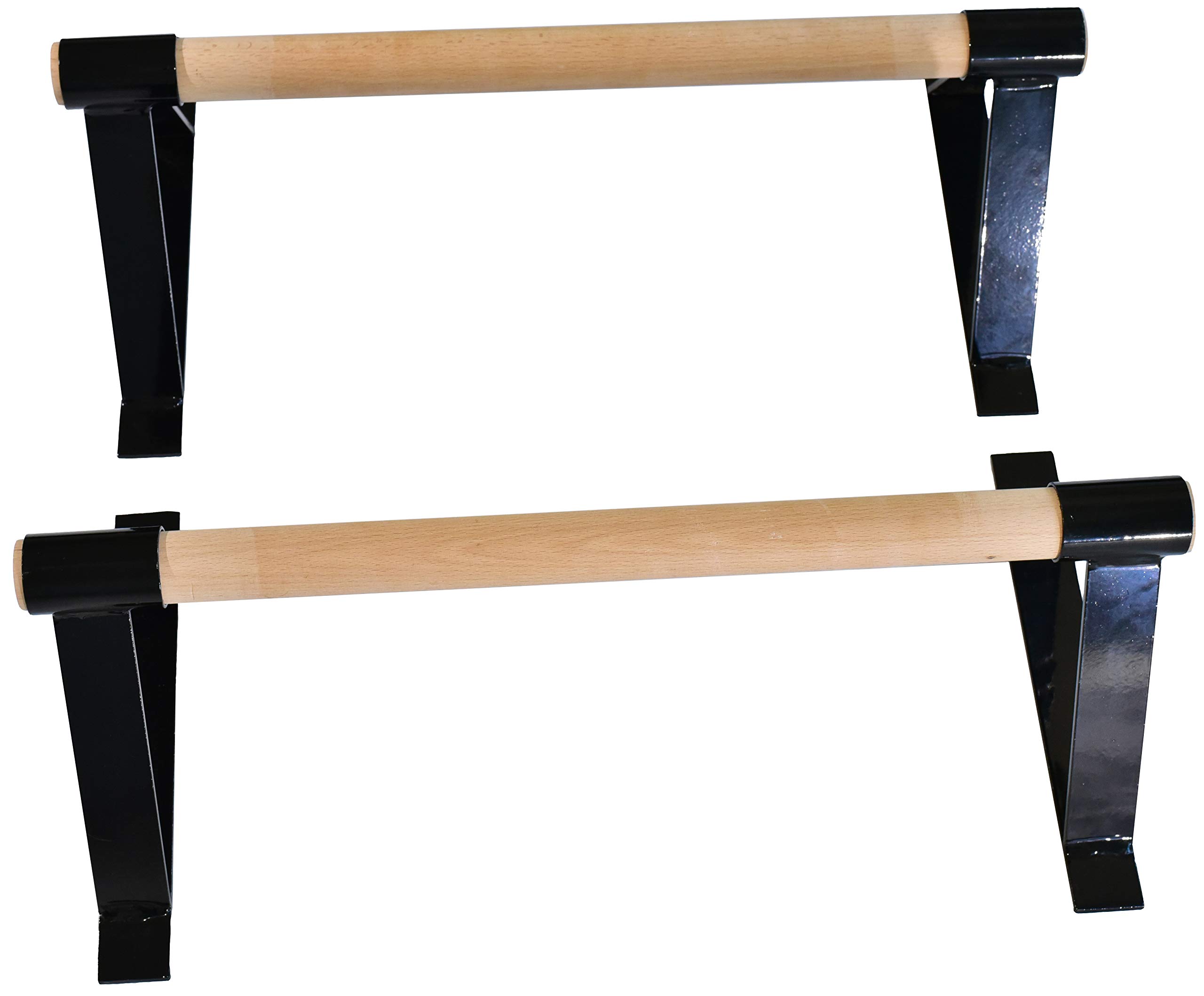 Wood Parallettes Set for Gymnastics or Push up Bars. Pink or Black in 18 inch to 24 inch Length. (Black, 18)