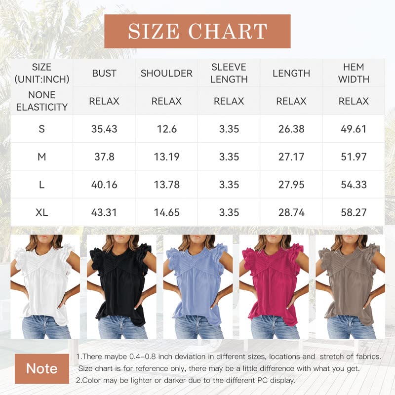 SHEWIN Womens Tank Tops Summer Ruffle Sleeveless Cute Shirts 2023 Trendy Casual Work Shirts,US 4-6(S),Black