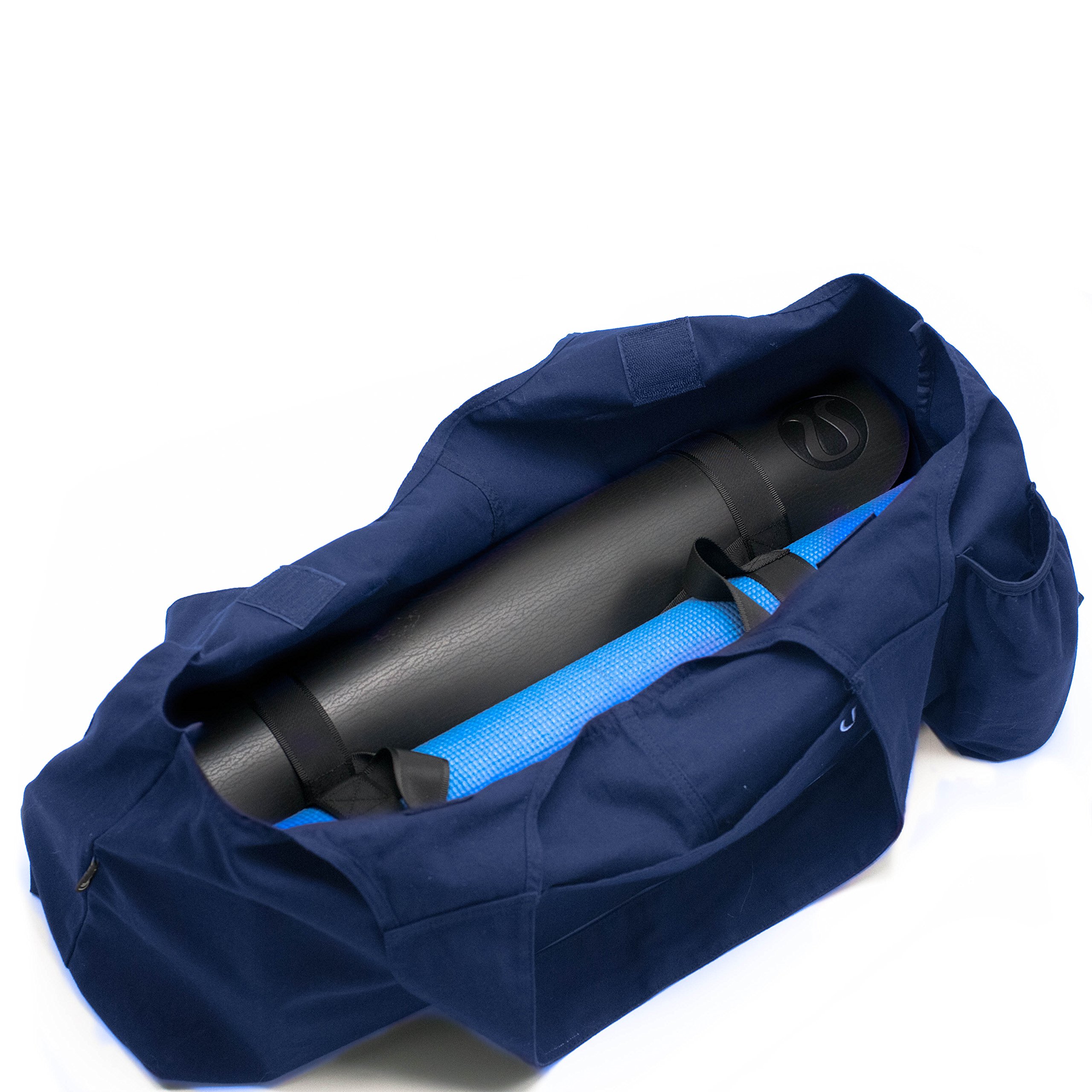Uhawi Yoga Mat Bag Large Yoga Mat Tote Sling Carrier with 4 PocketsFits All Size Mats With Multi-Functional Storage Pockets Light And Durable(With Yoga Mat Carrying Strap) (Dark blue)