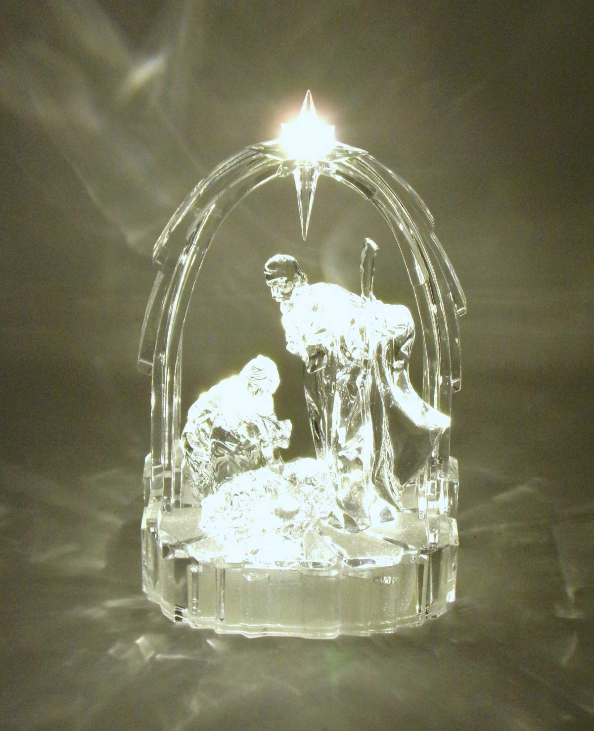 Trinity Church Supply Clear Acrylic Glowing Nativity Scene with Holy Family, Christmas Home Decor, 7 1/2 Inch