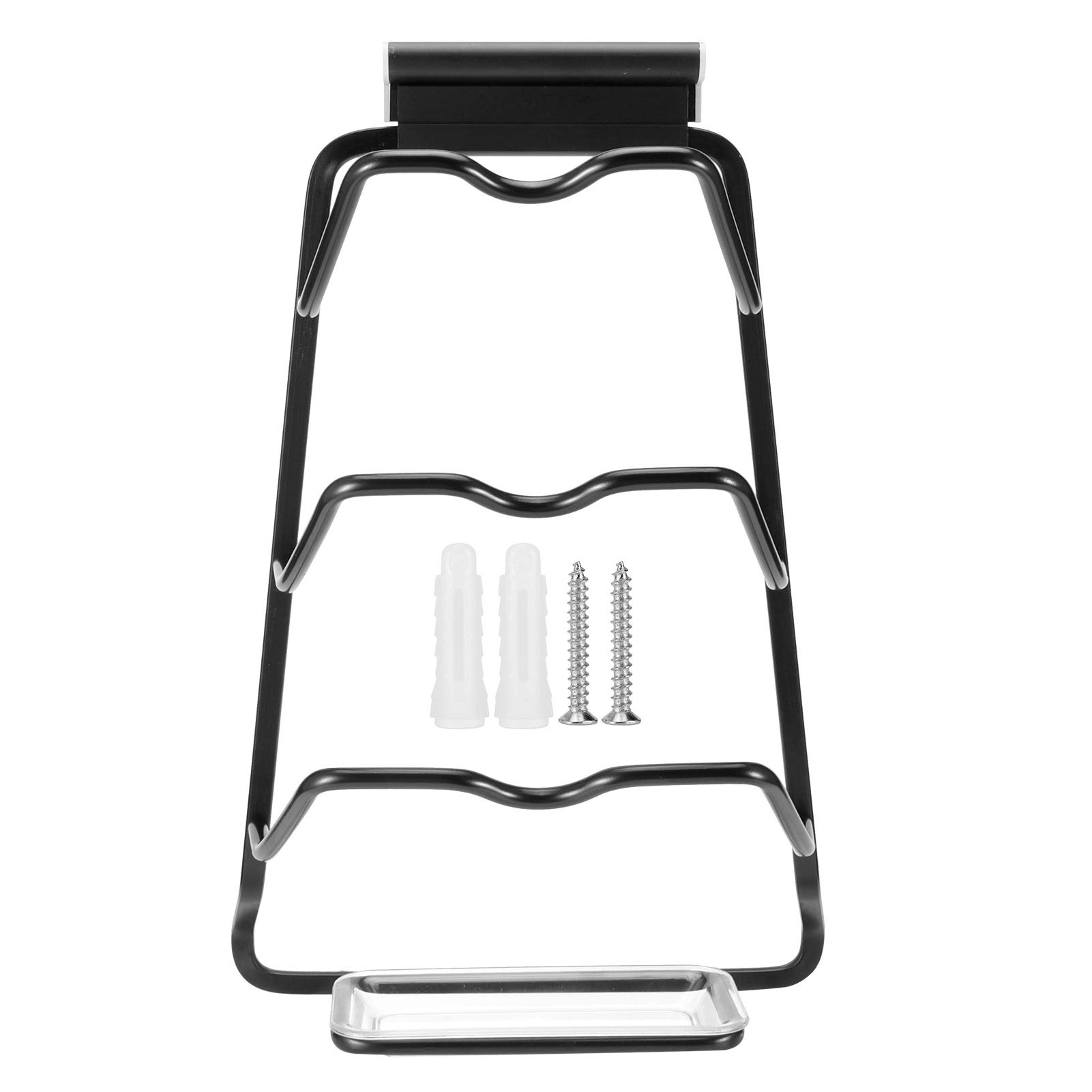 VTOSEN Versatile Black Wall Mounted Pot Lid Storage Rack Cutting Board Stand Kitchen Organizer for Plate, Pot Lid, Cutting Board Storage(L)
