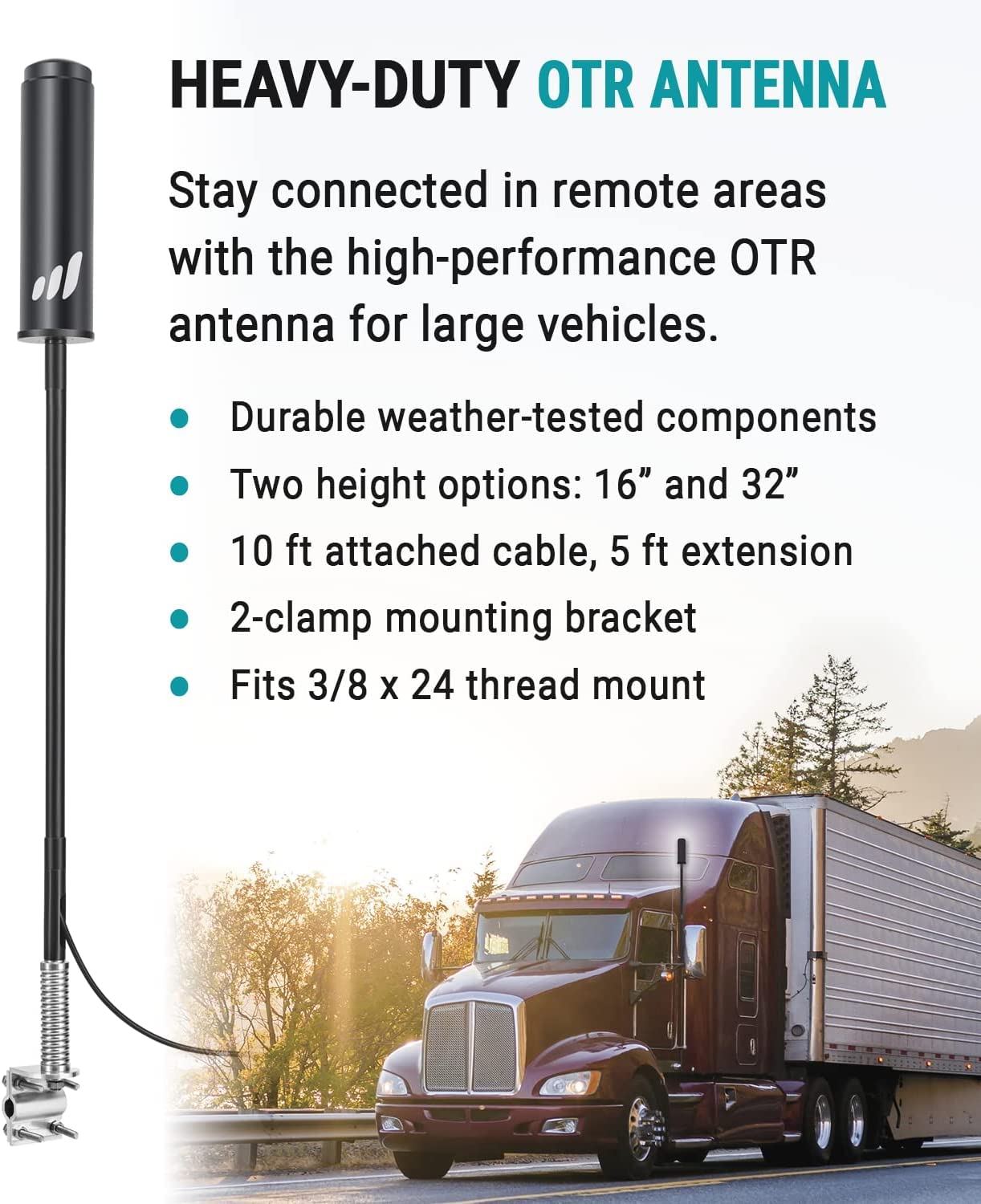 SureCall Fusion2Go OTR Cell Phone Signal Booster for Trucks, Work Vans, Fleets, Boosts 5G/4G LTE, Verizon AT&T Sprint T-Mobile, Large Vehicle RV Trailer, Multi-User, FCC Approved, USA Company