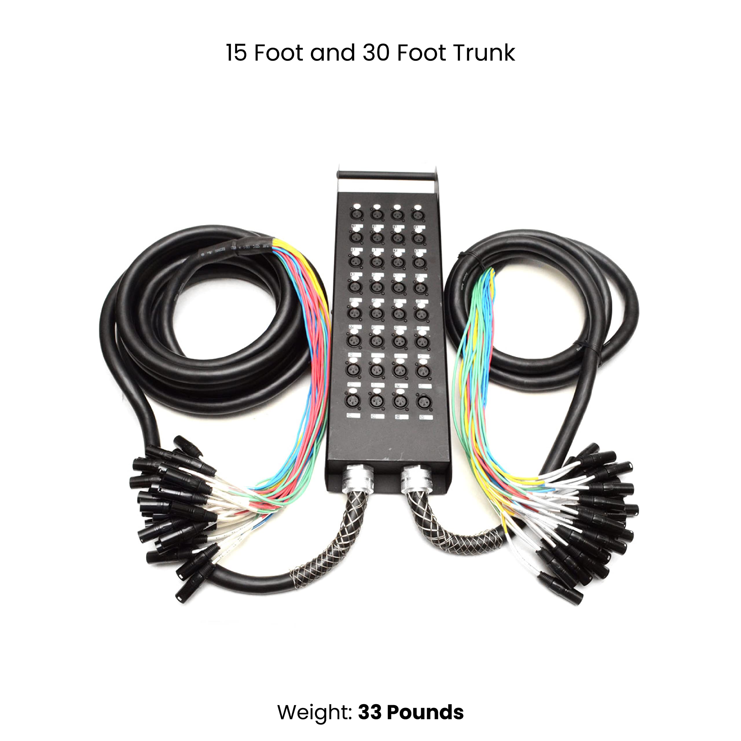 Seismic Audio - New 32 Channel XLR Send Splitter Snake Cable with Box - Two Trunks 15' and 30' Fantails - Pro Audio Stage, Studio, Road Split Y Extension Cables