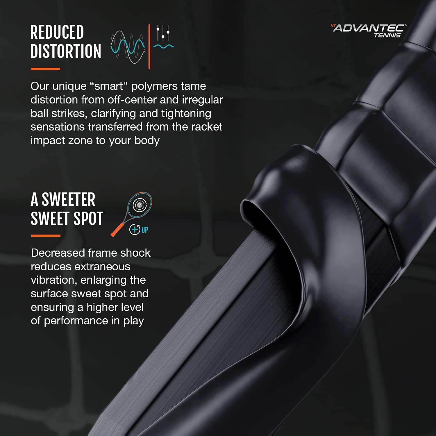 Vibration Dampening Tennis Racket Grip Tape β Advanced Polymer Technology β Dampens Frame Vibration β Simple Adhesive-Free Installation β Optimize Response and Control by VT Advantec