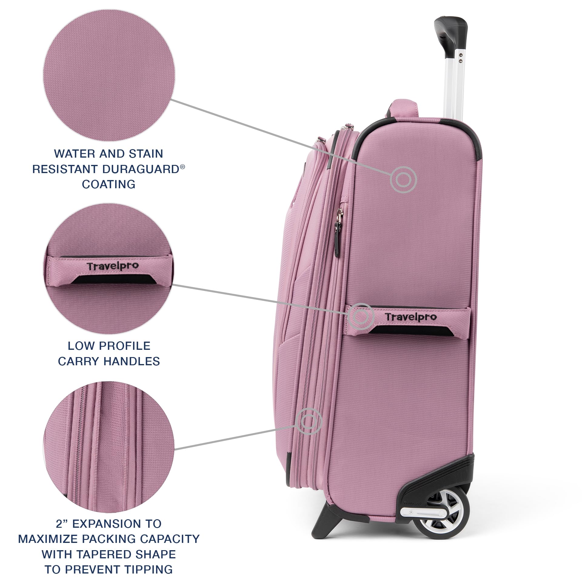 Travelpro Maxlite 5 Softside Expandable Upright 2 Wheel Carry on Luggage, Lightweight Suitcase, Men and Women, Orchid Pink Purple, Carry On 20-Inch