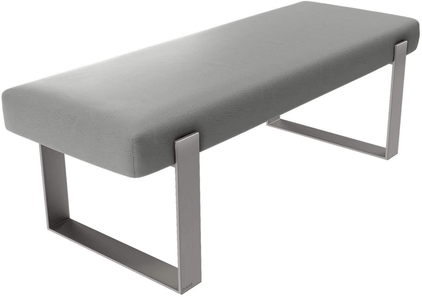 VANT Upholstered Bed Bench - Light Grey - Brushed Nickel - Contemporary Modern, Accent Bench for End of Bed, Hallway, or Entryway