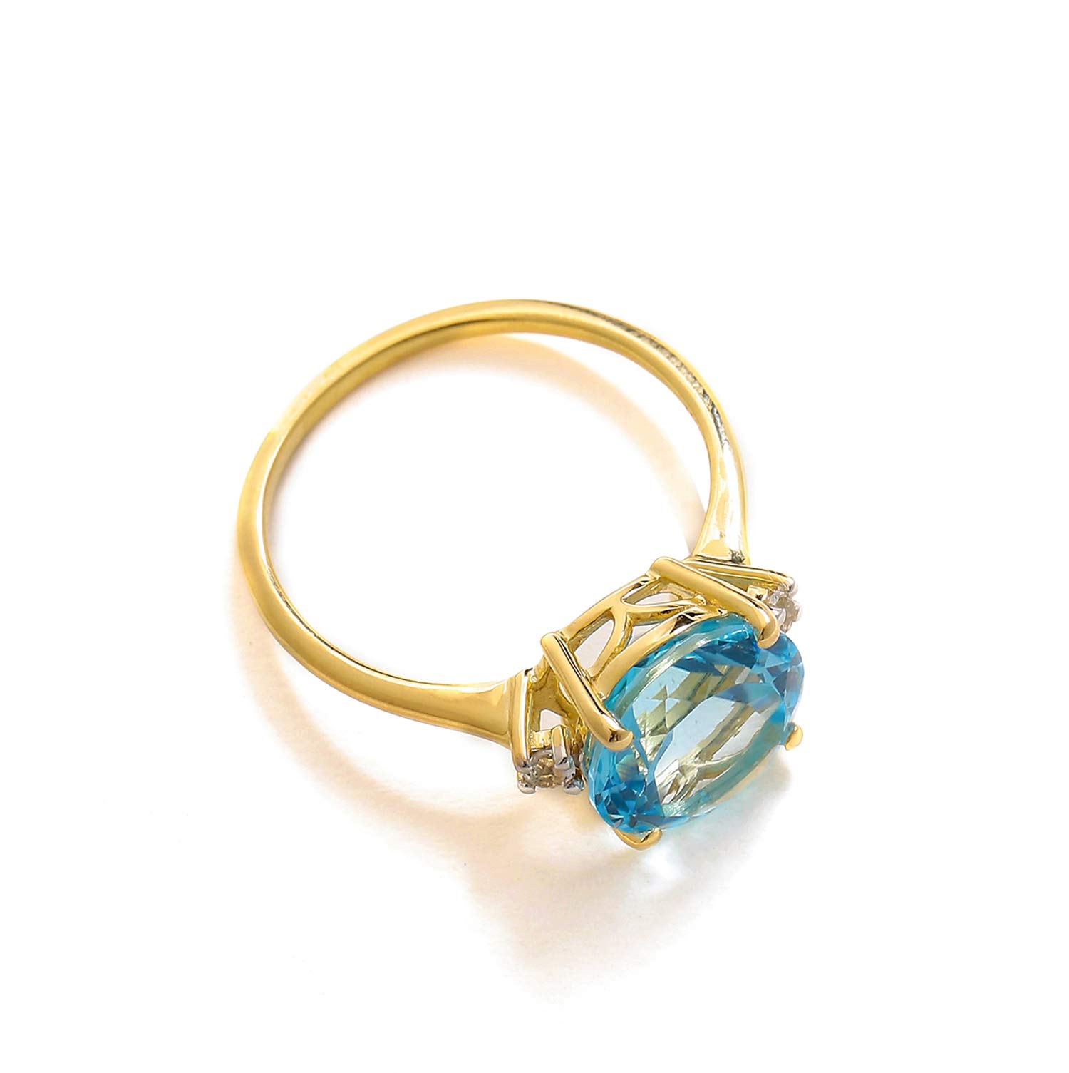 YoTreasure 3.90 Ct Sky Blue Topaz Solid 10k Yellow Gold Ring Jewelry