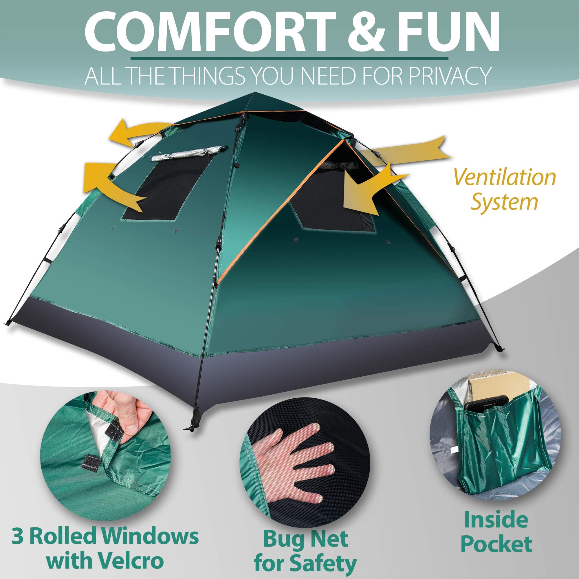 ZONETECH Camping Tent and Inflatable Air Mattress