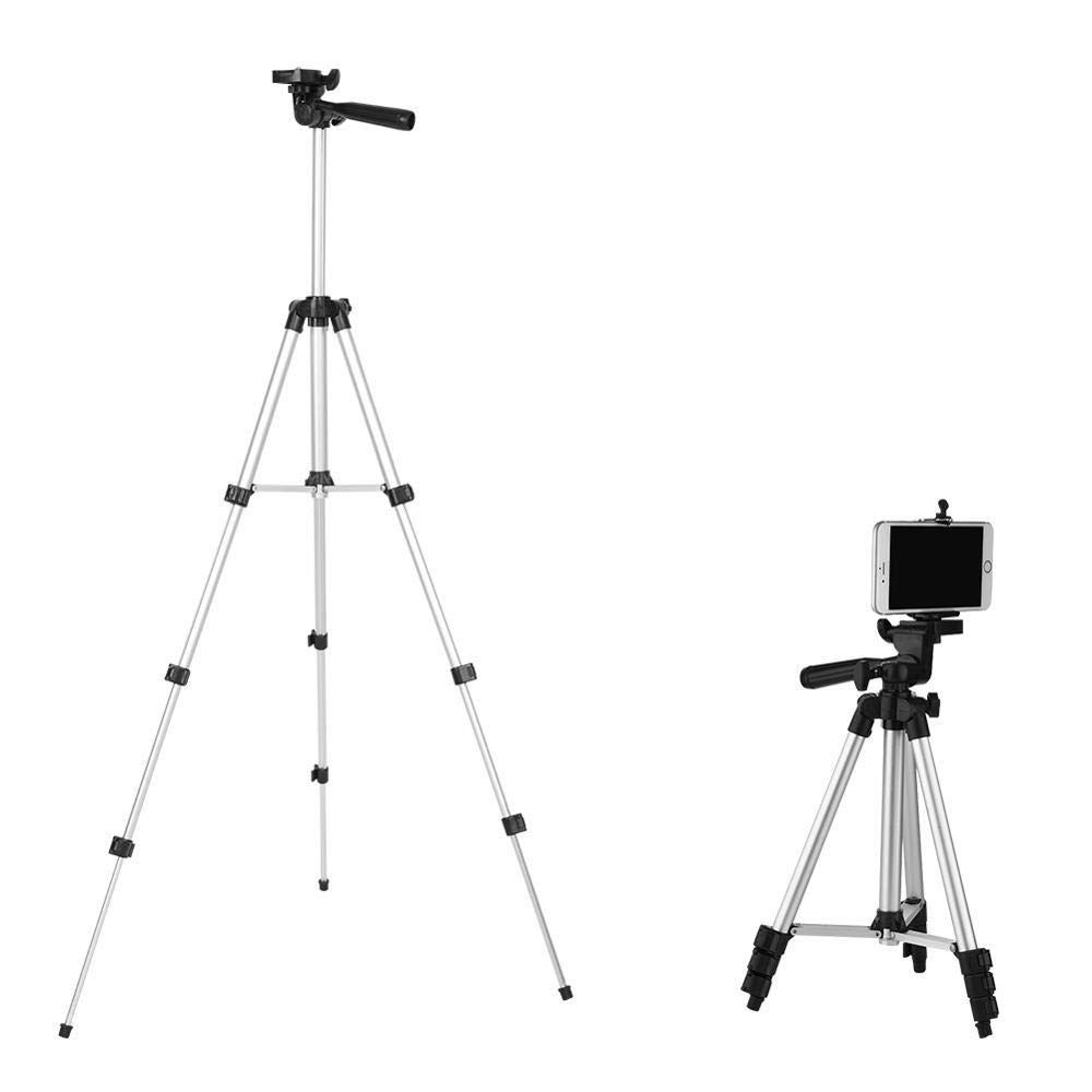 XIANYUNDIAN 4 Sections DSLR Camera Tripod Stand Mini Protable Tripod with Phone Mount Holder for LED Light Action Camera Mobile Phone Tripod Camera Tripods