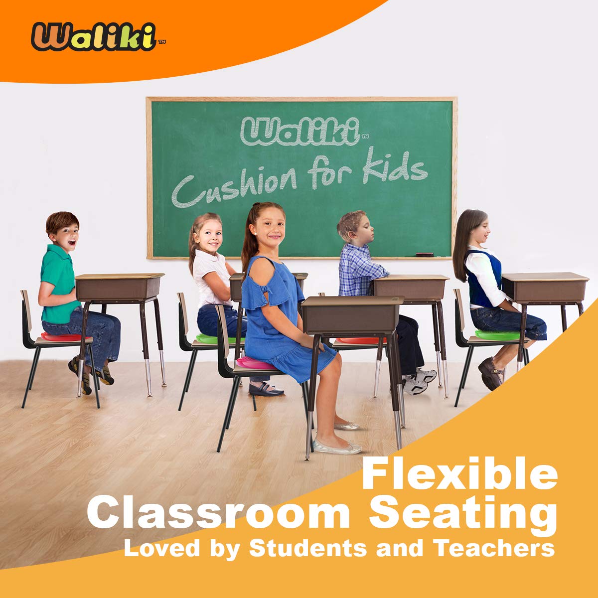 WALIKI Toys Children's Wobbly Cushion, Alternative Classroom Seating | Inflatable Core Disc Seats for School (Pump Included, 12β/30CM) (Pack of 4)
