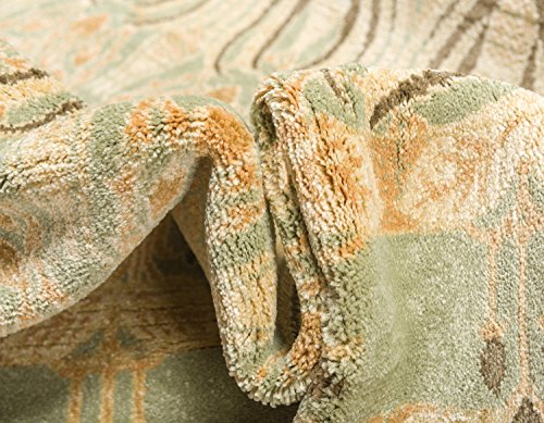 Unique Loom Edinburgh Collection Area Rug - Canmore (7' 1" x 10' Rectangle, Light Green/ Cream)