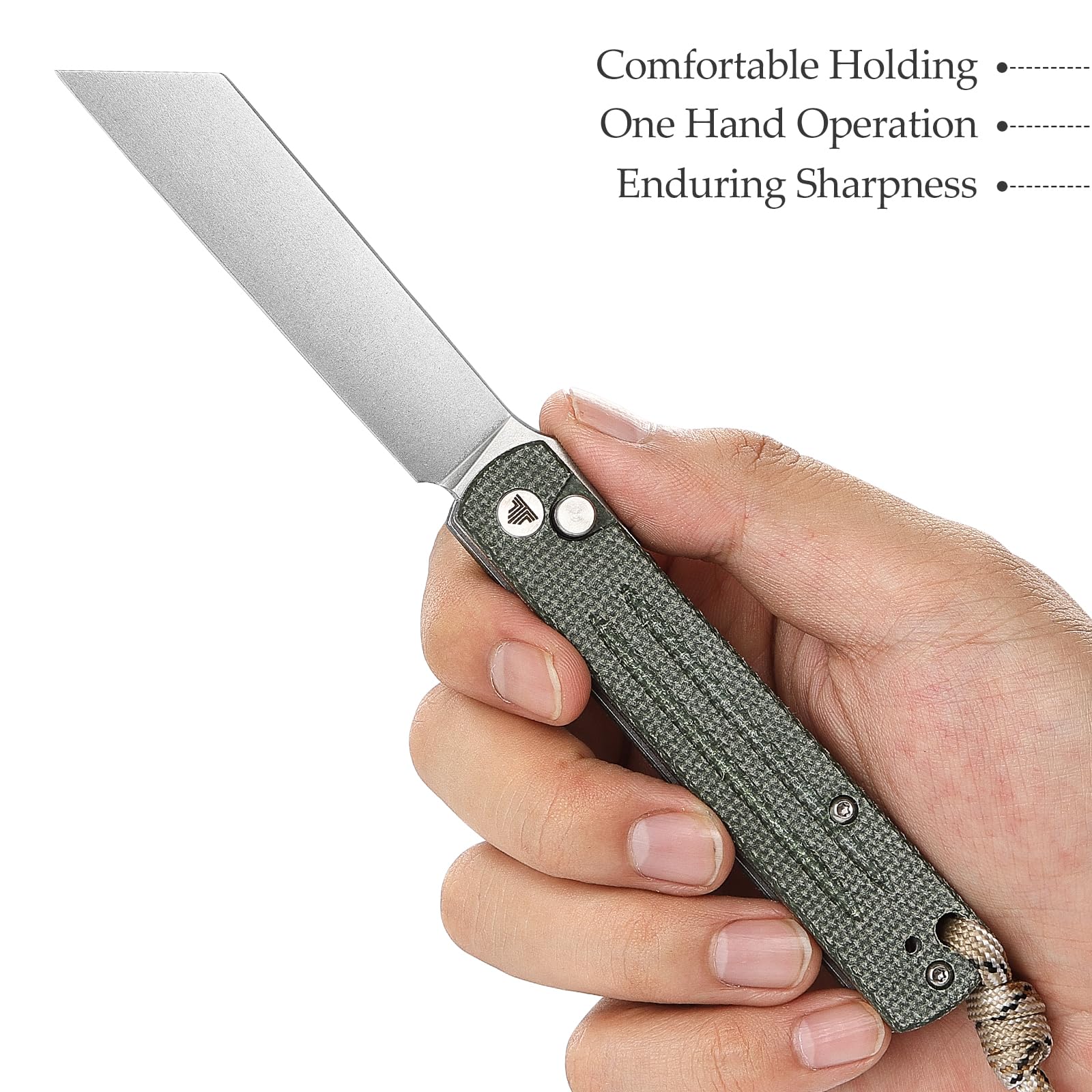 TRIVISA Japanese Higonokami Razor Button Lock Folding Pocket Knife for Men or Women, EDC Tool Camping Outdoor Knives with Pocket Clip,3.2" 10Cr15CoMoV Blade and Micarta Handle Hydra-04G