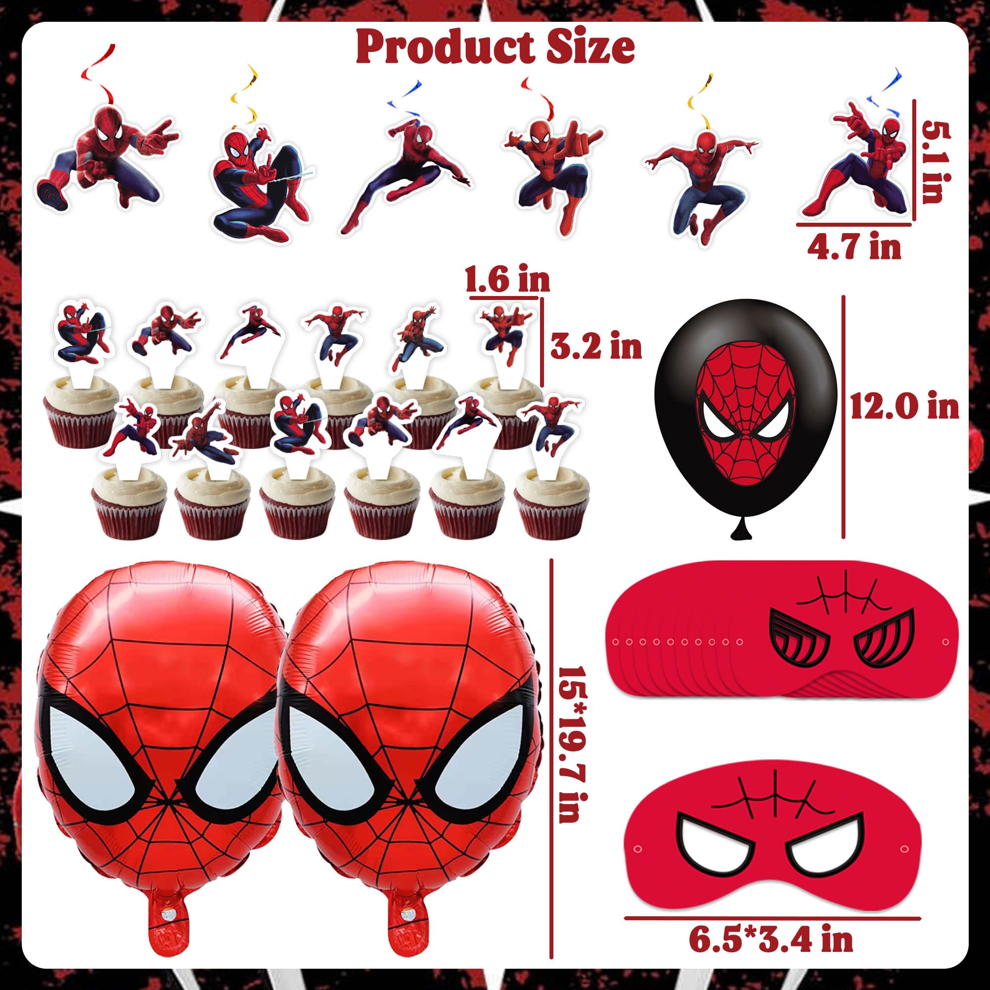 Spider Birthday Decorations, Spider Birthday Party Supplies Include Banner, Balloons, Spider Masks, Spider Stickers, Tablecloth and Backdrop for Girls Boys Birthday Party Decorations