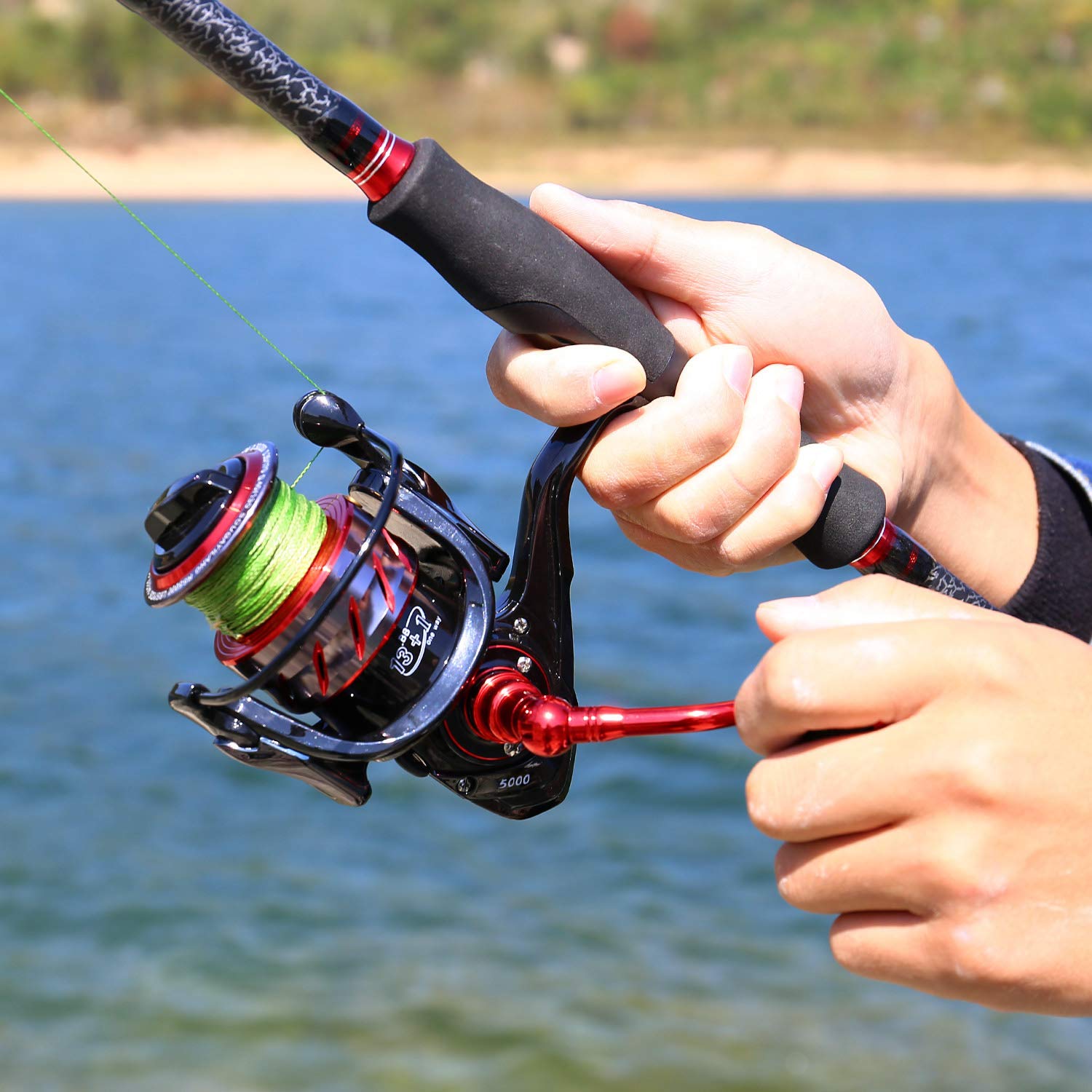 Sougayilang Fishing Reel Ultra Smooth Powerful,13+1BB Spinning Reel,Lightweight Graphite Frame, CNC Aluminum Spool for Freshwater(red 3000)
