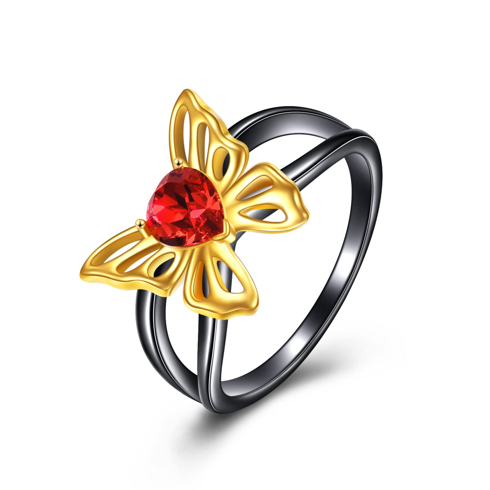 WTENIY Butterfly Ring Jewelry Gifts for Women Sterling Silver Gothic Witch Gothic Slytherin Ring