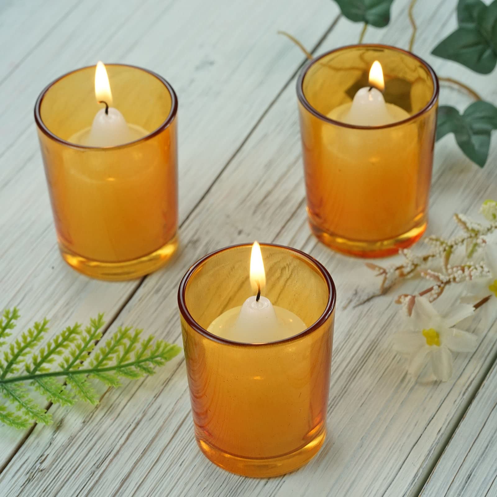 TABLECLOTHSFACTORY Amber Votive Candle Holders-12/pk