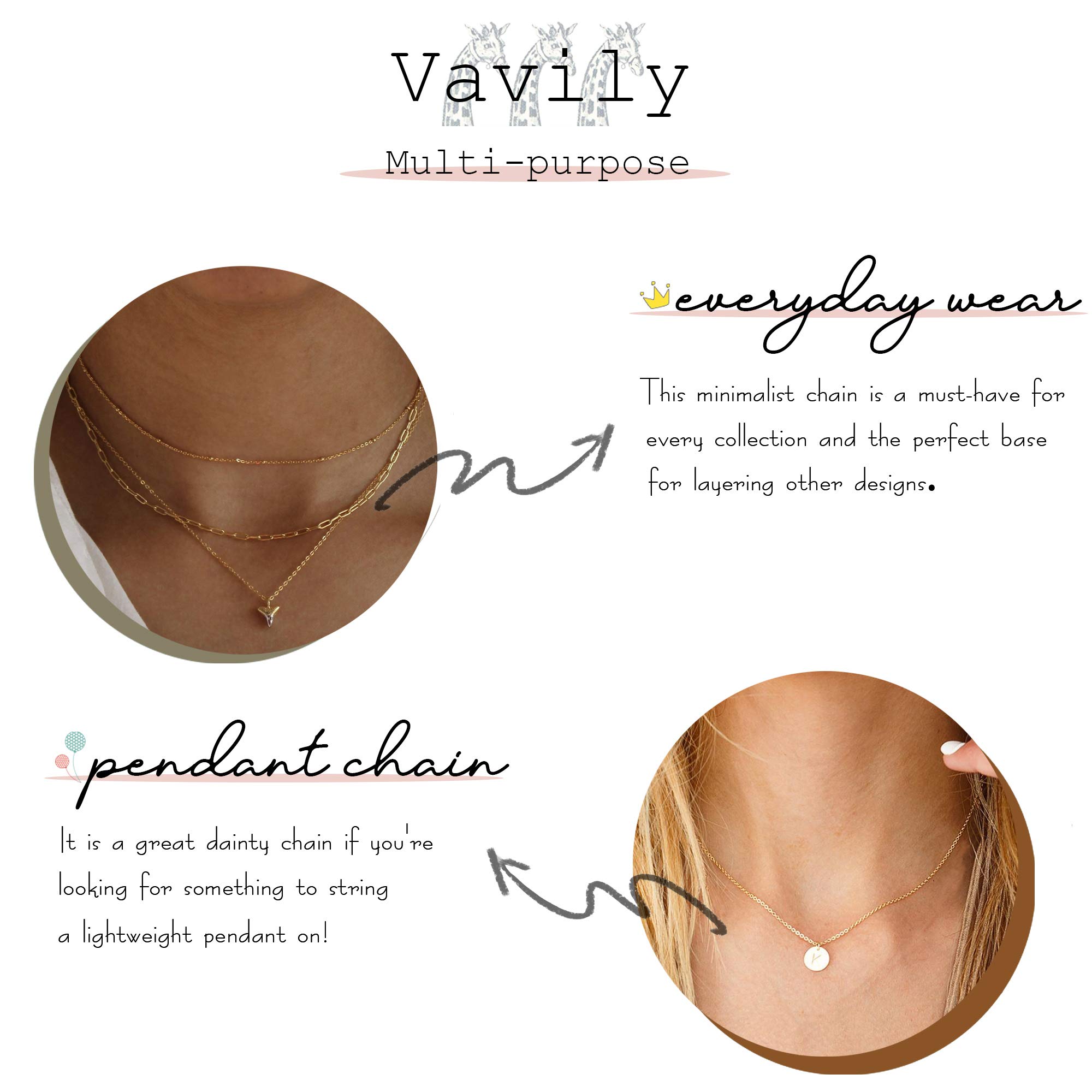 Vavily Dainty Thin Chain Choker Necklace for Women 14k Plated Gold Minimalist Short Chain Necklaces Jewelry Gift