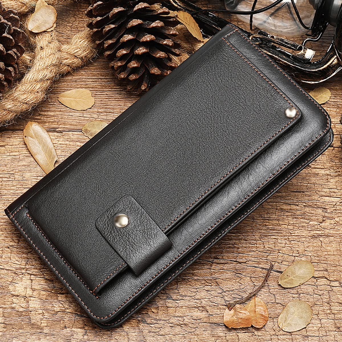 ZEBFYM Wallets for Men, Genuine Leather Business Wallets, Card Cases & Money Organizers, Men's Multifunction Cowhide Wallets (Color : Brown)