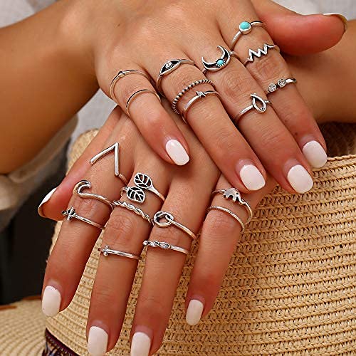 ZZ ZINFANDEL 62Pcs Vintage Knuckle Rings Set Stackable Finger Rings Midi Rings for Women,Joint Nail Band Cuff Toe Statement Finger Rings