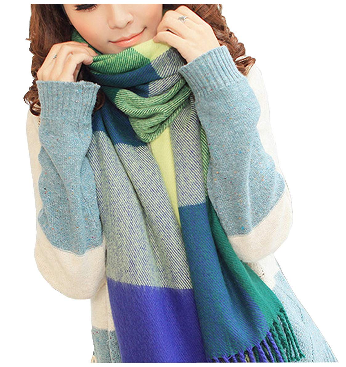 YSense Women's Long Plaid Blanket Scarf Chunky Oversized Winter Fall Warm Scarf Big Tartan Scarves Wrap Shawl Ladies Gifts