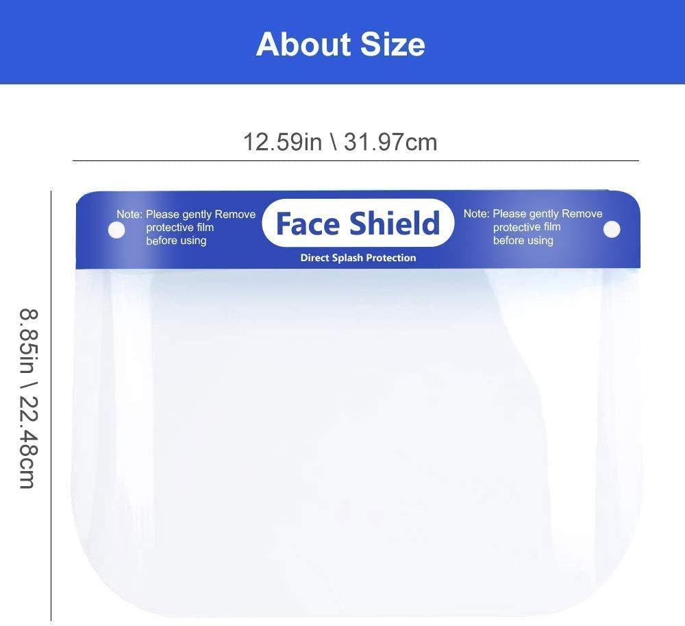 Suimiki 10pcs Transparent Safety Face Shield Reusable Protective Shield Cover Visor Anti-Saliva Double-Sided Anti-fog Dust-proof Windproof Full Face Cover