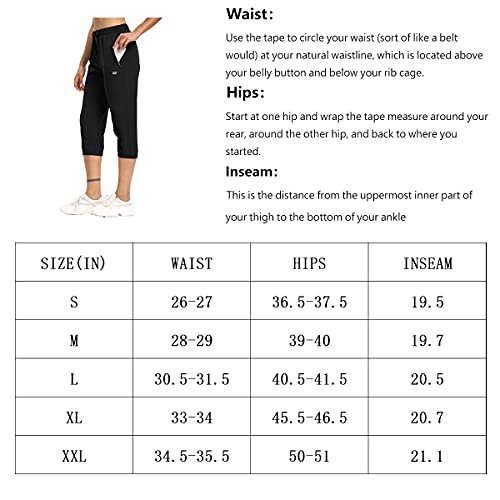 Womens Lightweight Joggers Capri Pants UPF 50+ Hiking Pants Sun Protect Capris for Summer(Black,M)