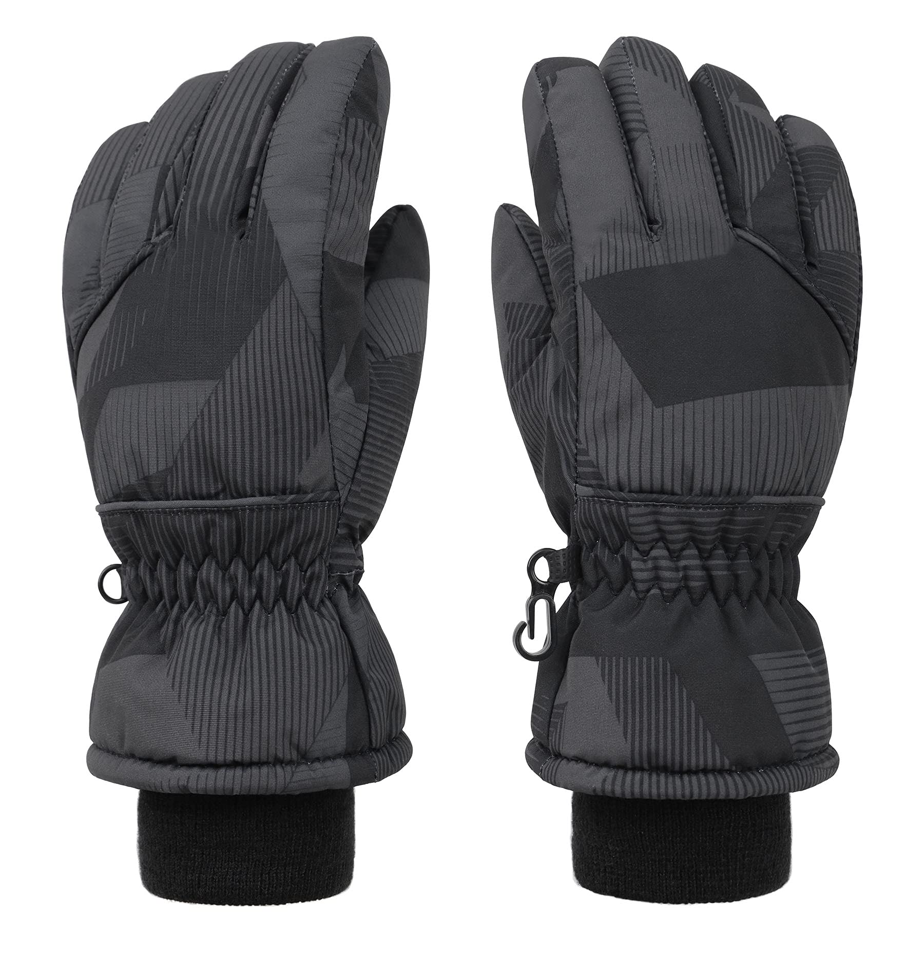 Simplicity Kids Boys Thinsulate Lined Waterproof Ski Winter Gloves, Black, L(10-12 Years)