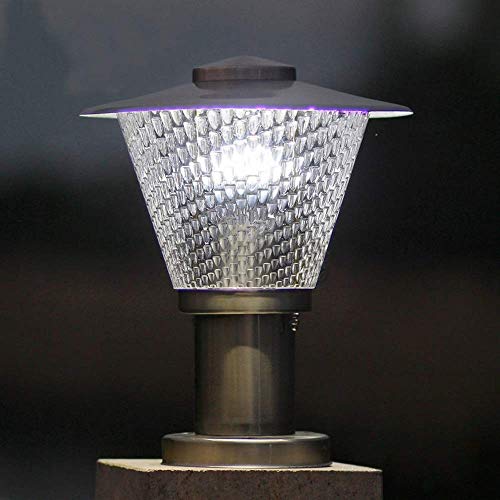 WPOLED Modern Simple European Column Lamps Silver Stainless Steel Outdoor Waterproof E27 Acrylic Post Lights Garden Gate Courtyard Home Villa Decorative Pillar Lights